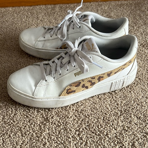 Puma | Shoes | White Leather Cheetah Puma Sneakers | Poshmark